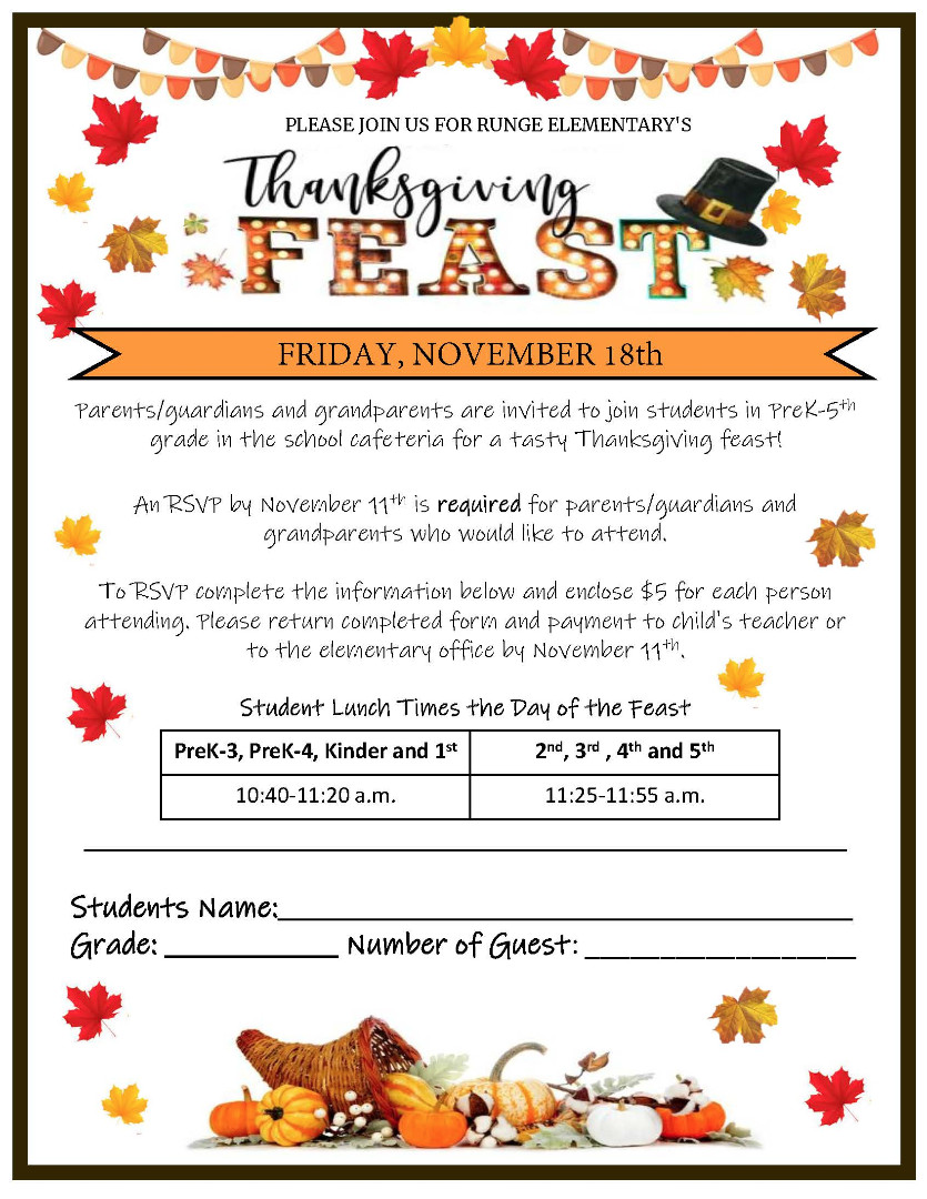 Runge ISD - Runge Elementary's Thanksgiving Feast